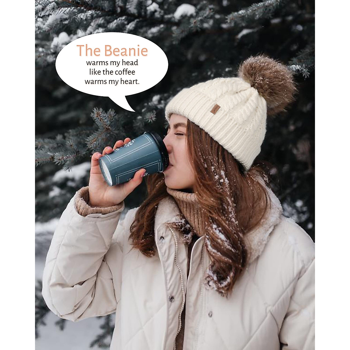 FURTALK Winter Beanie Hat for Women Warm Thick Cotton Lining Knit Bobble Skull Cap Fur Pom Pom Hats for Women