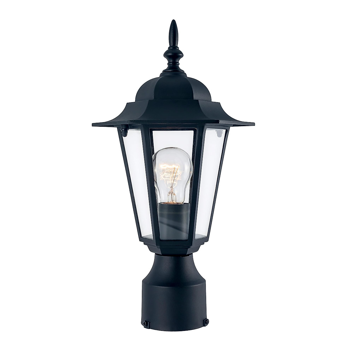 YaoKuem Outdoor Post Light, Pole Lantern, E26 Base 60W Max, Aluminum Housing Plus Glass, Wet Location Rated, Bulbs not Included, Matte Black, 1 Pack