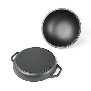 HAWOK Cast Iron Bread Oven with Cloche Lid, Dia.11.8inch/30cm, Sourdough Baking Pan Pre-seasoned Black