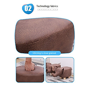 EKUEE Footstool Kids Learning Stool Calf Dinosaur Stool Elephant Hippo Bench Shoes Bench Stool Children Cartoon Stool Solid Wood Animal Stool Toy Doll?Kids (Gray Elephant)