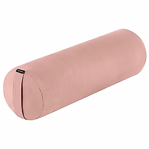 Retrospec Sequoia Yoga Bolster Pillow - Meditation Cushion for Yoga Practices - Includes Machine Washable 100% Cotton Cover & Durable Carry Handle; Round, Blush