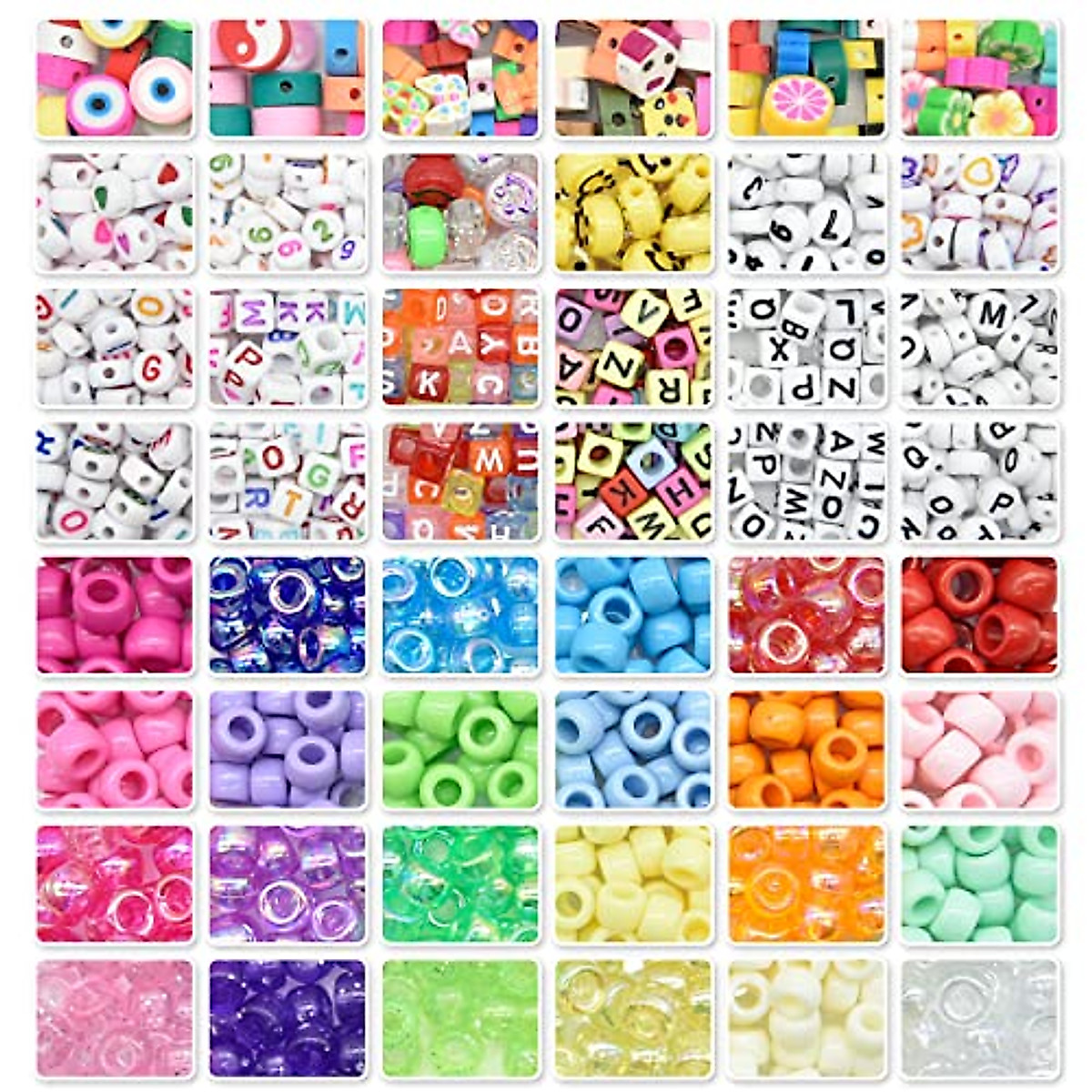 JOJANEAS Pony Beads Kit Bracelet Making Kit for Girls, Friendship Bracelet Kit Smile Face/Letter Beads for Kids
