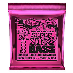 Ernie Ball Short Scale Super Slinky Nickel Wound Bass Guitar Strings, 40-100 Gauge (P02854)