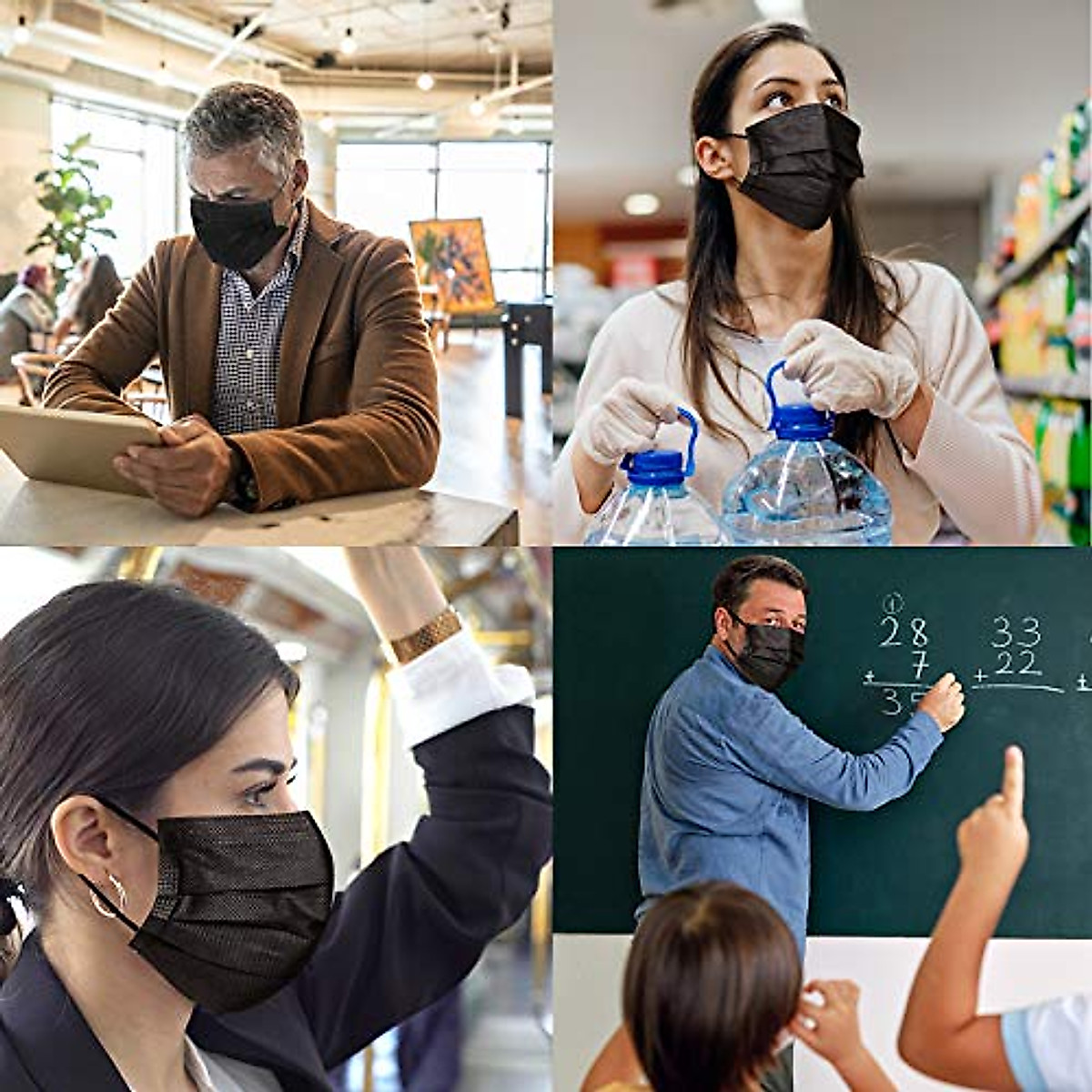 PhiFA 100Packs Black Disposable Face Masks 3 Ply Filter Protection Mask Suitable for Home School Office and Outdoor (Black)