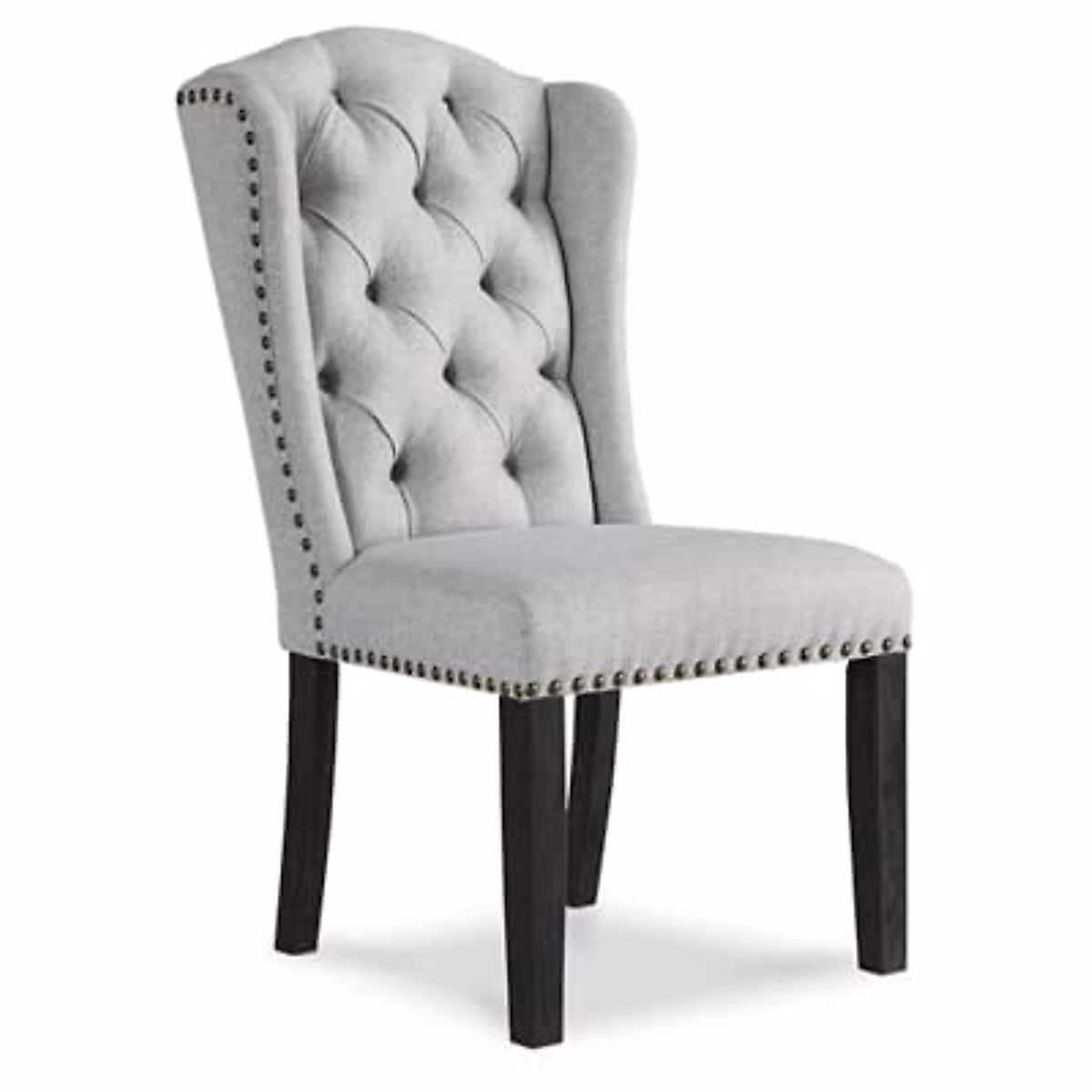 Signature Design by Ashley Jeanette Traditional Tufted Upholstered Wingback Dining Chair, 2 Count, Light Gray