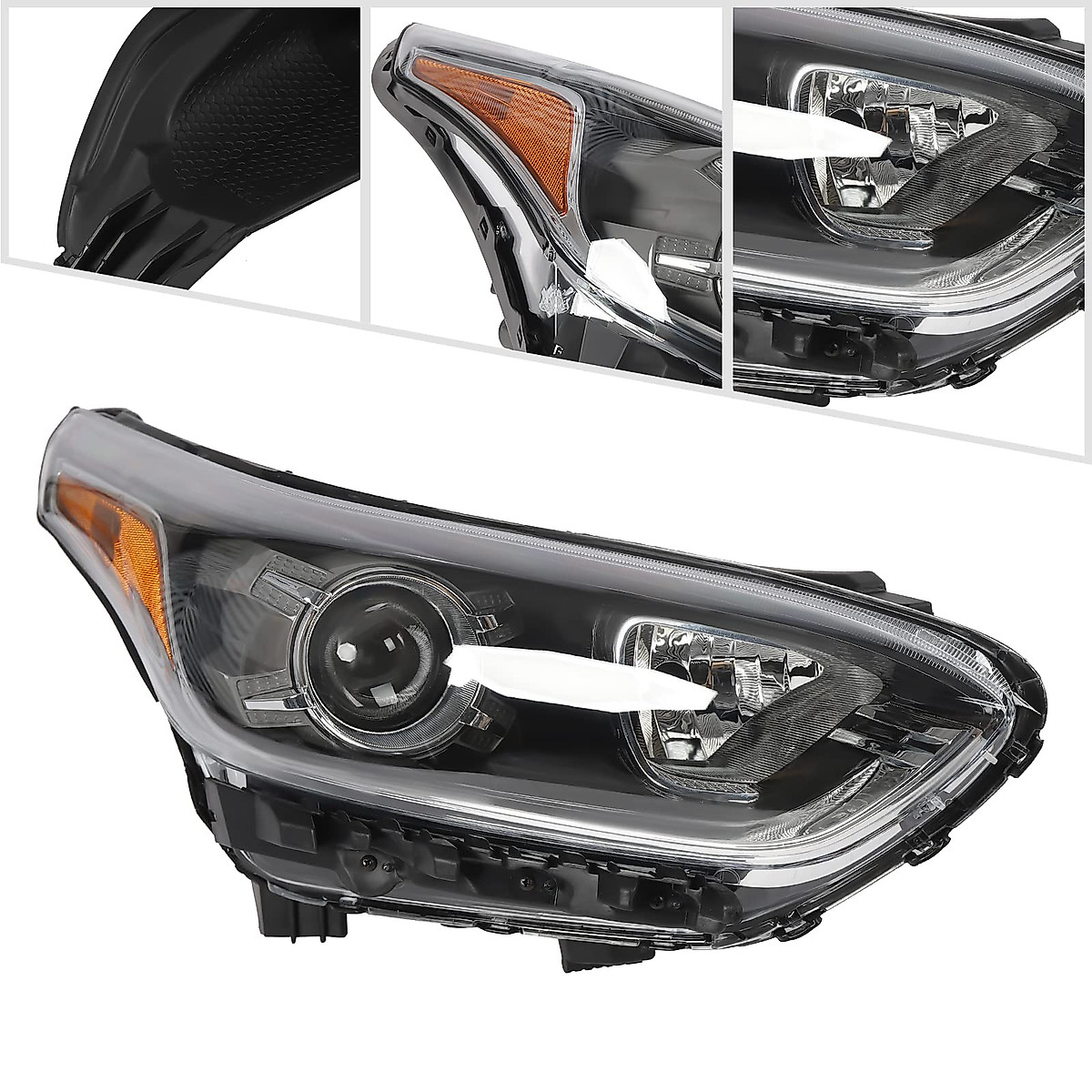 TBVECHI Headlight Assembly for 2019 2020 2021Kia Forte Halogen w/LED DRL Passenger Side Headlamp Replacement, Black Housing Clear Lens Front Head Light Lamp 92102M7100 92101M7100