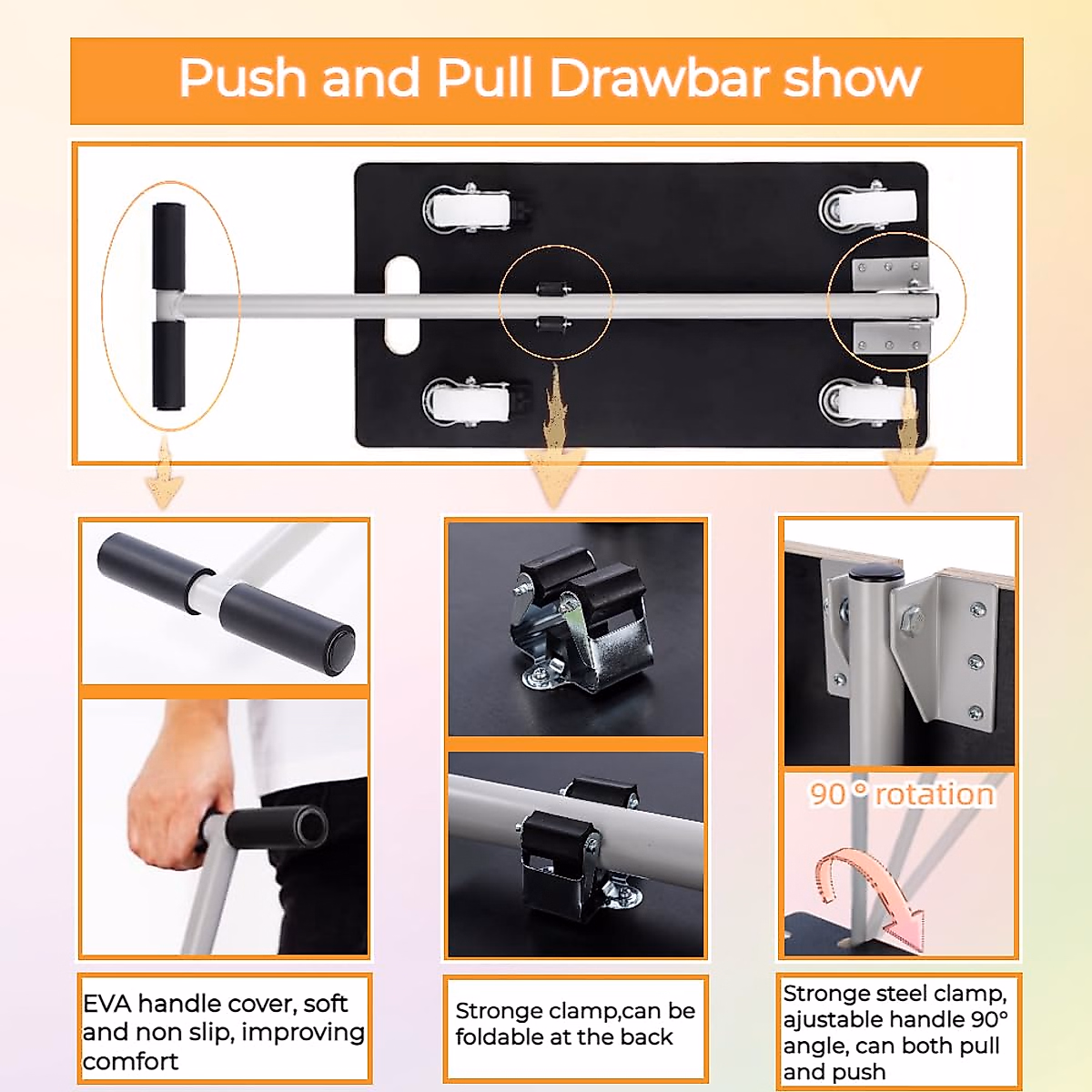 HBFBDRCT Rectangle with Handle Wood Platform Dolly, 441-lb Load Heavy Duty Wood Furniture Dolly, Plant Dolly, Transport Roller,Multifunctional Movers Carrier with 3" PP Wheels No Assembly Required