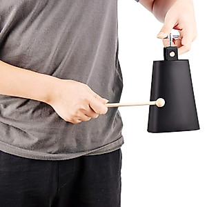 EASTROCK 6 Inch Metal Steel Cowbell and Black Rattles Hand Percussion Set for Drum Set, Band accompaniment, Party