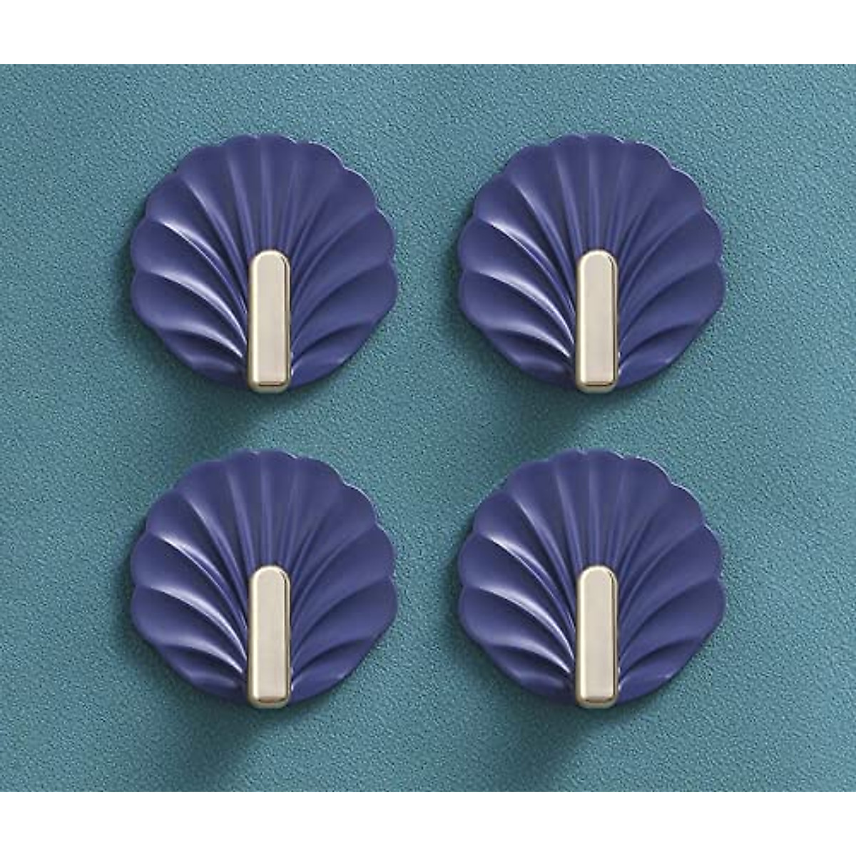 Goenn Bathroom Kitchen Traceless Hole Free Adhesive Hook Light Luxury Wind Shell Hook Strong Adhesive high Load-Bearing Hook Hanging Hook Behind The Door Deepseablue(4sets)