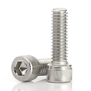 1/4-20 x 1/2", 5/8", 3/4", 7/8", 1" Socket Head Cap Screws, Stainless Steel 18-8 (304), Bright Finish, Fully Threaded, Allen Hex Drive, 50 PCS
