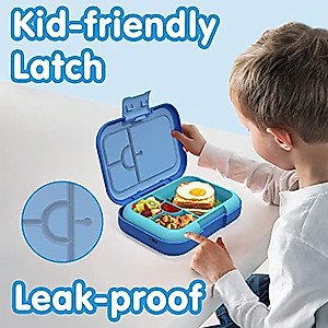 ermete® Leak-Proof 4-compartment Bento Lunch Box for Kids with Removable Divider,Hand-held Lunch Container for Age 4-10 Daycare/School lunches,Microwave & Dishwasher Safe,BPA-Free