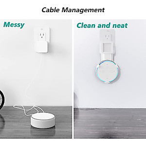WALI Outlet Wall Mount, Holder Stand for Echo Dot 3rd Gen, Smart Home Speakers Plug Mount for Alexa with Cable Management, (AMM002-W), 1 Pack, White