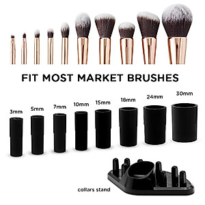 CICK Makeup Brush Cleaner Machine, Fast Electric Makeup Brush Cleaner Dryer with 8 Rubber Collars, Deep Cosmetic Brush Spinner for All Size Brushes, Wash and Dry in Seconds