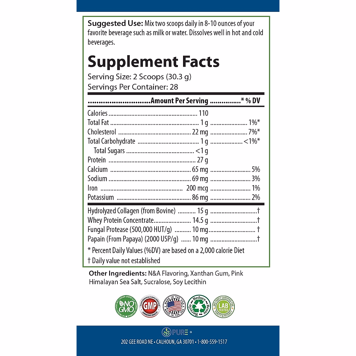 PURE WHEY Protein + Collagen Vanilla Bean