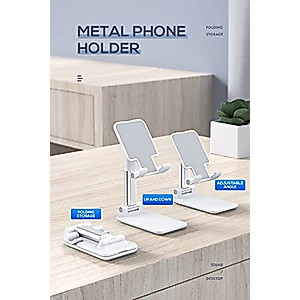 USStarStore Adjustable Cell Phone Stand for Desk, Angle Height Adjustable Cell Phone Stand for Desk, Case Friendly Phone Holder Stand for Desk (White 4oz)