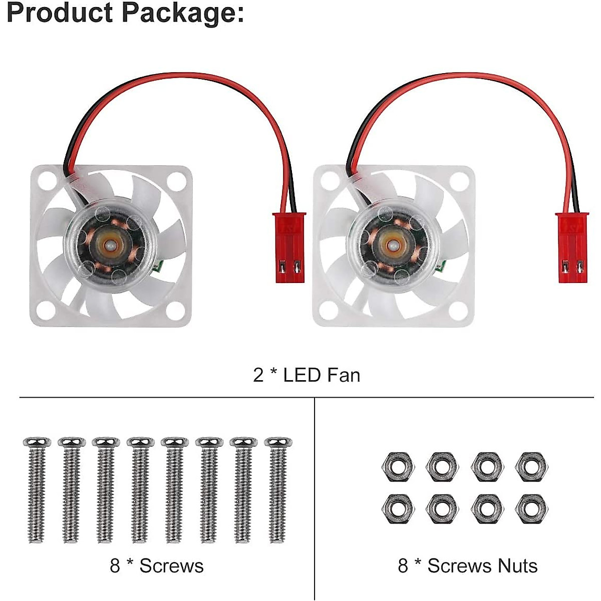2/4pcs Raspberry Pi 4 Fan Raspberry Pi Cooling Fan Brushless CPU Quiet LED Cooling Compatible with Raspberry Pi 4/Pi 3/3B+/4B/Pi Zero w (2)