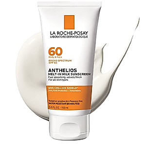 La Roche-Posay Anthelios Melt-In Milk Body & Face Sunscreen SPF 60, Oil Free Sunscreen for Sensitive Skin, Sport Sunscreen Lotion, Sun Protection & Sun Skin Care, Oxybenzone Free