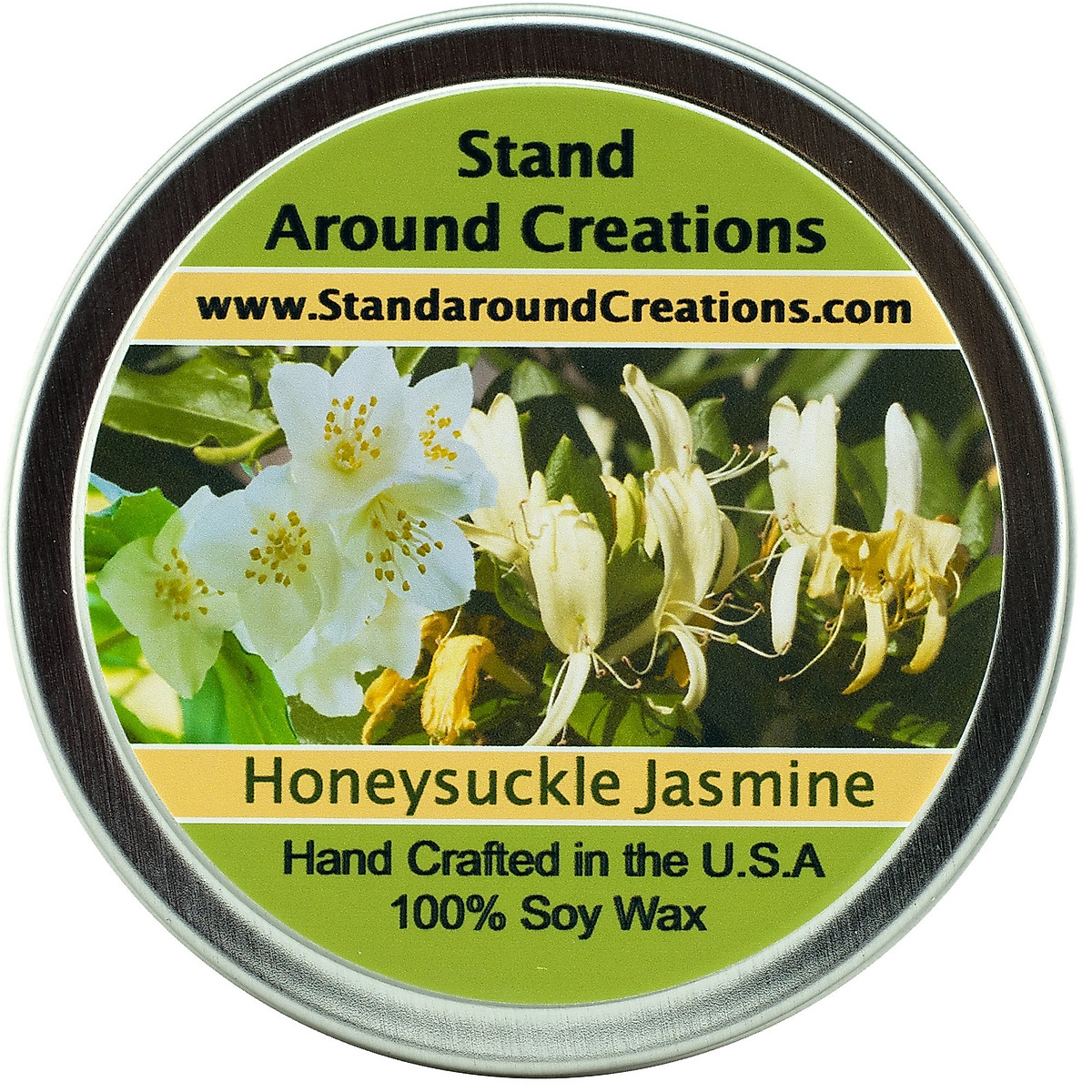 Stand Around Creations Soy Aromatherapy Candle - Scent: Honeysuckle and Jasmine 8 oz