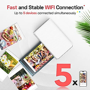 Liene White M200 4x6'' Photo Printer Battery Edition, Wireless Photo Printer for iPhone Android, Dye Sublimation Printing Full-Color Photo 20-Sheet, Portable Picture Printer Ideal for Travel Home Use