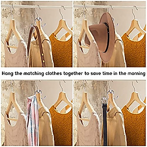 HolyMaji Metal Clothes Hanger Connector Hooks, 60 Pack Sturdy Hanger Extender Hooks, Space-Saving Clothes Hanger Connector Hooks, Stainless Steel Hooks for Hangers Closet Wardrobe
