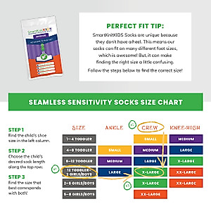SmartKnitKIDS Seamless Sensitivity Socks, X-Large, White - 6 Pack - Made in USA