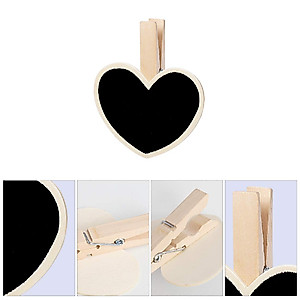 uxcell 10pcs Mini Chalkboards Signs with Wooden Clip Wood Heart Design Chalkboard Tag for Weddings Birthday Party Message Board Signs Table Number Reminder Price Tag
