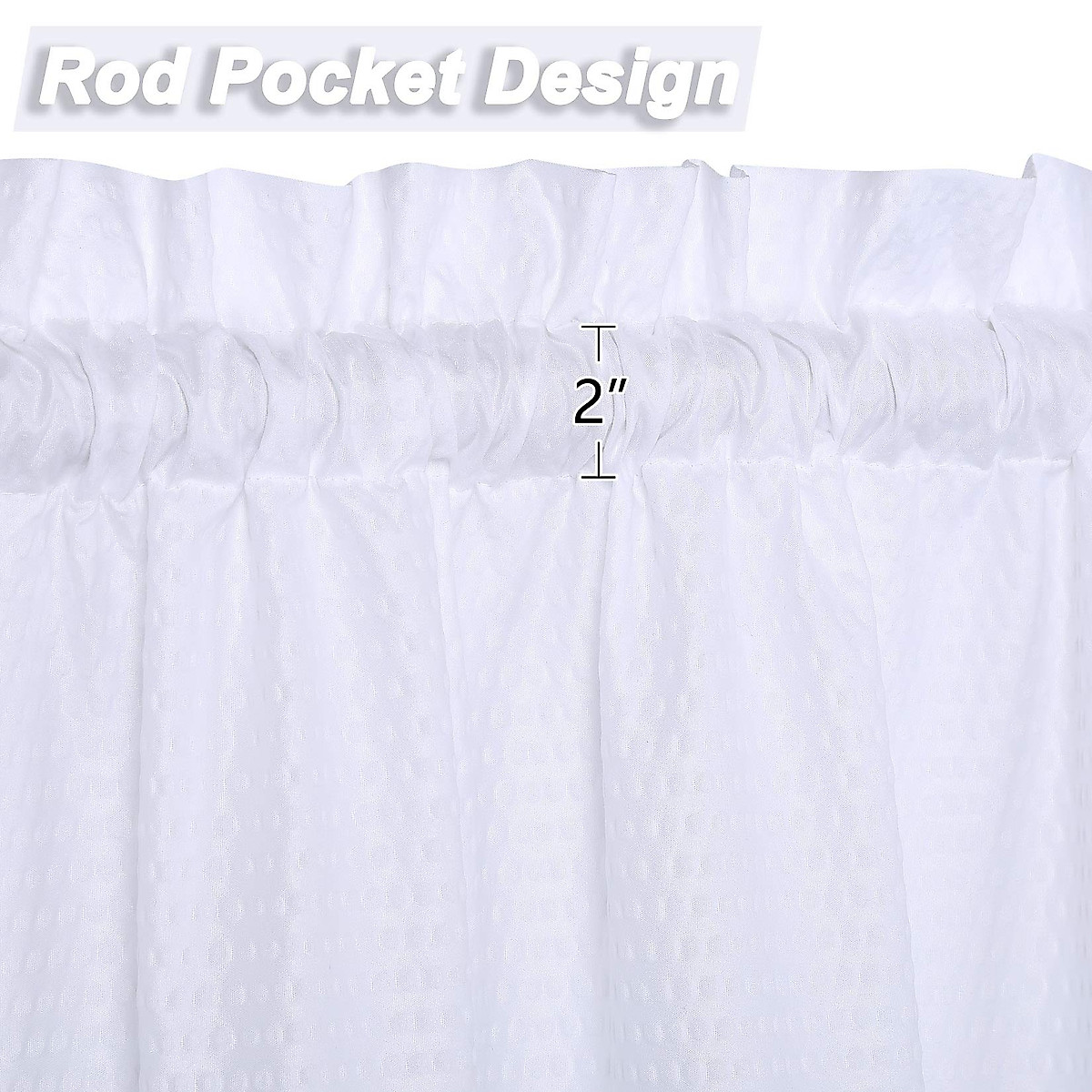CAROMIO Tier Curtains 36 Inch Length, Embossed Textured Soft Microfiber Rod Pocket Short Cafe Kitchen Curtains Bathroom Window Curtains, White, 30" Wx36 Lx2