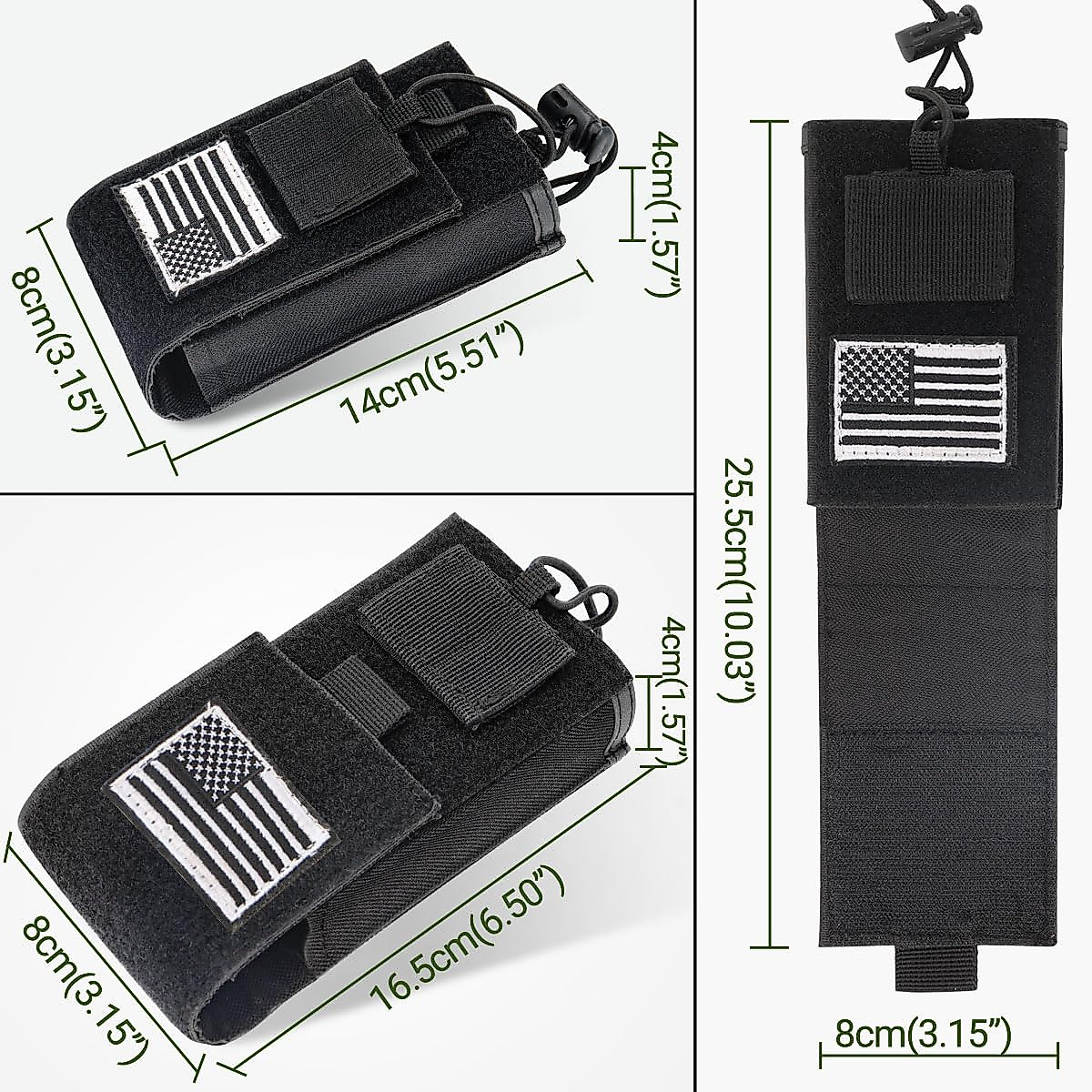 Tactical Radio Holder Radio Case Molle Radio Holster Military Heavy Duty Radios Pouch Bag for Baofeng UV-5R BF-F8HP AR-152 Two Ways Walkie Talkies Adjustable Storage