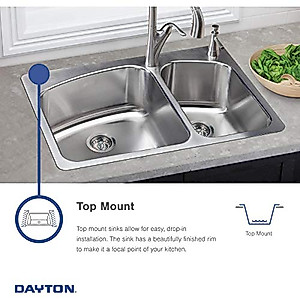 Dayton D233223 Equal Double Bowl Top Mount Stainless Steel Sink