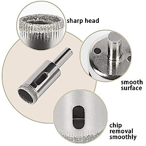 JOHOUSE Diamond Drill Bit Set, 18PCS Hole Saw Set for Granite Stone, Glass, Porcelain, Marble