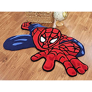 Spider Man Shape 2'3"x4' Handmade Tufted 100% Spiderman Woolen Boys & Girls Area Rugs Carpet