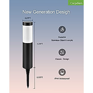 Carpdiem Solar Garden Lights, 2 Pack 1200mAh Battery Solar Outdoor Lights Waterproof,Landscape Lighting,Solar Pathway Lights Outdoor for Yard,Path,Driveway,Walkway,Cold White