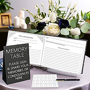 LotFancy Funeral Guest Book, in Loving Memory Memorial Service Guest Book, 130 Pages, Space for Name, Address, Memories, Hardcover, with Black Pen and Table Sign