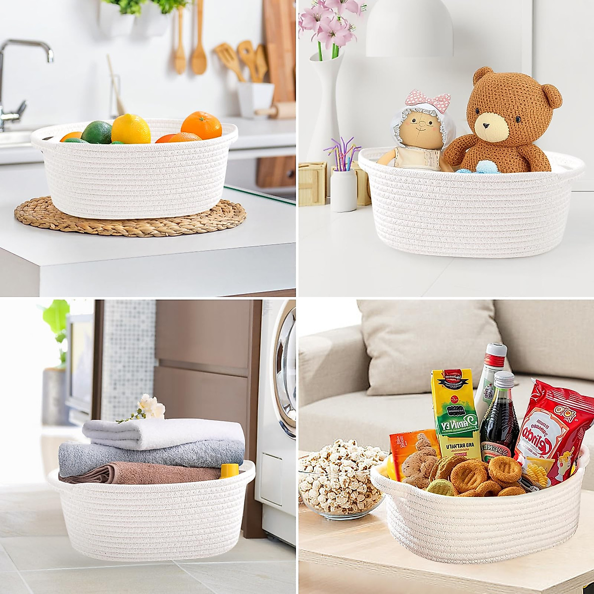 Lechay Small Woven Basket with Handles, Baskets Empty with Bags and Ribbons for Valentine's Day, Wedding, Birthday, Easter