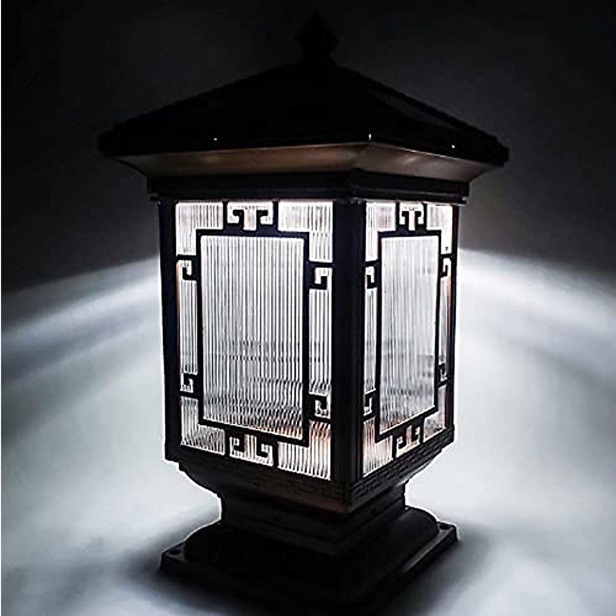 HSCW Solar Waterproof Landscape Lightins Modern Aluminium Die-Casting Pillar Lamp Outdoor Main Gate Stigma Lighting Column Headlights Home Garden Solar Lights Outdoor Wall Lights Lights 3