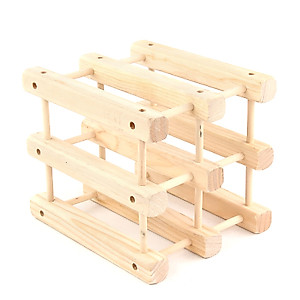 VPABES 20 Bottles Wine Rack Holder, Floor Table Standing Solid Wood Wine Rack, DIY Stackable Modular Wine Bottle Display Storage Organizer Shelf for Home Kitchen Restaurants