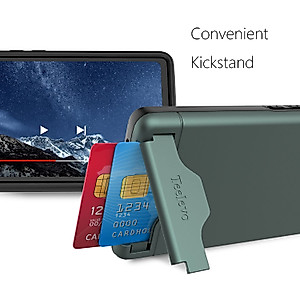 Teelevo Wallet Case for Google Pixel 7a, Dual Layer Case with Card Slot Holder and Kickstand for Google Pixel 7a - Dark Green