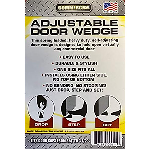 Heavy Duty Adjustable Spring Loaded Commercial Door Stop–This Self-Adjusting Door Wedge will Hold Open the Heaviest of Industrial Doors | Fits Door Gaps ¾ - 3½ | Made In The USA | Veteran Manufacturer