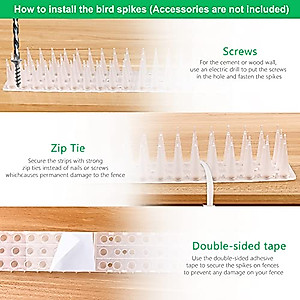 KKUYT Defender Spikes, 12 Pack Plastic Bird Spike, Outdoor Wall Cat Spikes Pigeon Spikes, 17 Feet Security Fence Spikes Anti-Theft Climb Strips for Roof, Railing (Clear-12 PCS)…