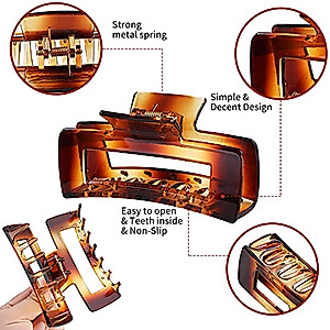 Sisiaipu 4.1 Inch Large Hair Claw Clips 12 Pcs Big Claw Clips for Thick Hair Square Hair Clips Jumbo Jaw Clips Bulk Hair Accessories for women and Girls - Basic