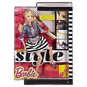 Barbie Style Doll, Jean Jacket and Black/White Shirt