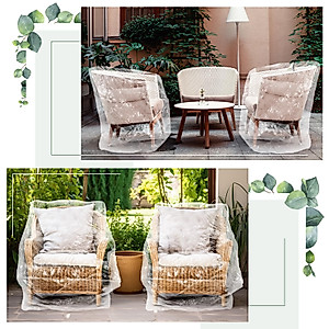 Abbylike 4 Pcs Large Plastic Clear Patio Furniture Chair Cover Outdoor 34 x 42 x 65 Inch Waterproof Dust Proof Swivel Lounge Chair Patio Rocking Chair Protectors Cover for Moving Storage