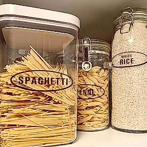 Talented Kitchen Pantry Labels - 164 Contemporary Preprinted Kitchen Label Set. Clear, Water Resistant Stickers, Food Jar Label. Jar Decals for Pantry Organization & Storage (Set of 164 - Contemporary