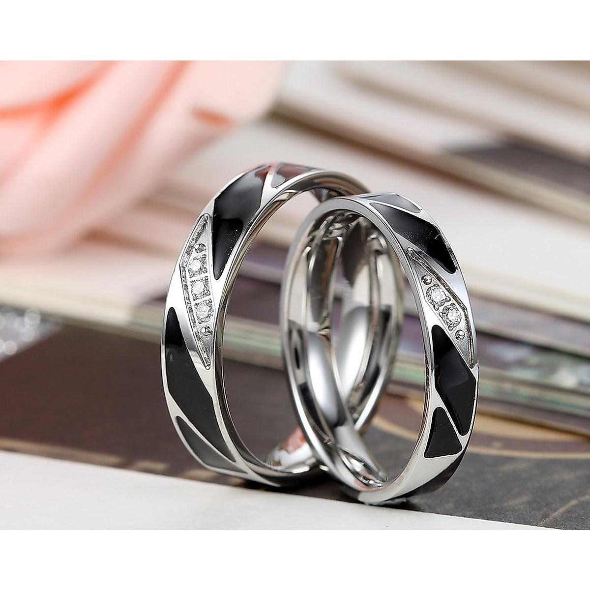 Global Jewelry Amazing Titanium Stainless Steel We Love Each Other Wedding Band Set Anniversary/Engagement/Promise/Couple Ring Best Gift! (His, 9)