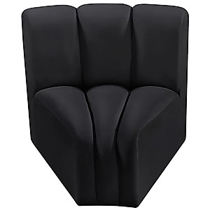 Meridian Furniture 103Black-CC Arc Collection Modern | Contemporary Curved Corner with Soft Black Velvet, Channel Tufting, Modular for Limitless Configurations, 33" W x 31" D x 30" H, Black