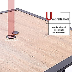 FREESky 5-Piece Patio Dining Set, Outdoor Furniture Set: Square Wood-Like Garden Table with Umbrella Holes & 4 Stackable Backyard Chairs