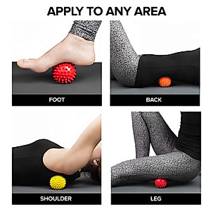 OCTOROX Spiky Massage Balls for Feet, Back, Hands, Muscles - Firm, Medium and Soft Spiked Massager Rollers for Plantar Fasciitis, Exercise, Neuro-Balance, Physical Therapy, 3-inch