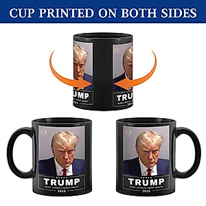 2025 Trump Mug, Black Double Sided Printing Trump Coffee Mugs with Handle for Home Office Daily Drink, Trump Coffee Cup for Brother Father Family Friends