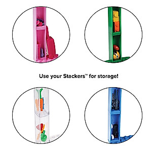 Strictly Briks Compatible with Lego 4 Pack Classic Stackable Baseplates 10x10 in, Building Bricks Plates with 32 x 32 Studs, Towers, Shelves, 4 Plates & 30 Stackers, Lavender