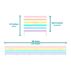 BEACH FENCE Premium 20 ft Beach Windscreen, Privacy Screen, Wind Blocker - Pastel Perfect, Free Rubber Mallet and Carry Bag Included